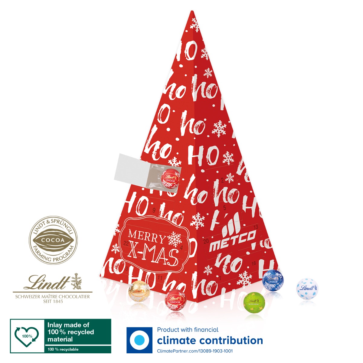 Lindt Pyramid Shaped Advent Calendar | Promotional Lindt Pyramid Shaped ...
